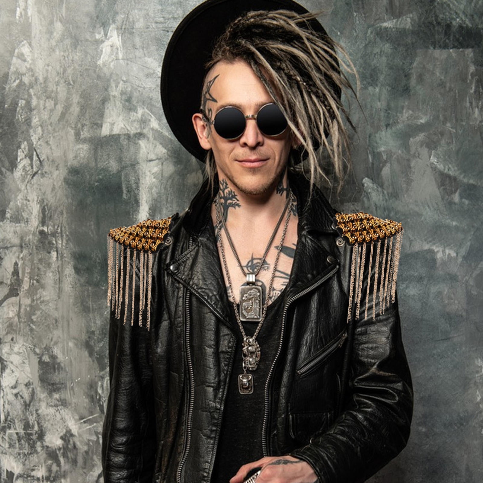 BESTYASH 1Pair Punk Style Golden Tassel Shoulder Epaulette with Dangle ...