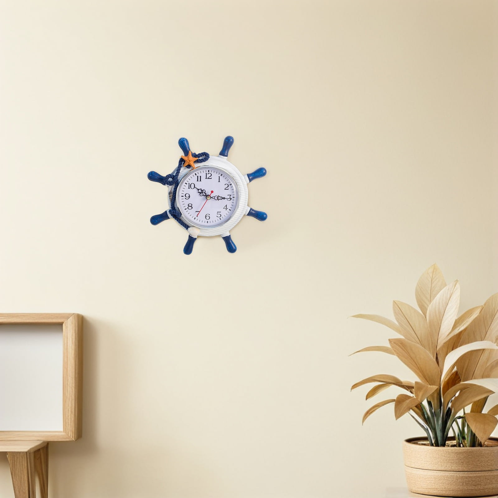 BESTYASH Wooden Wall Clock with Sea Star Design, Decorative for Home ...