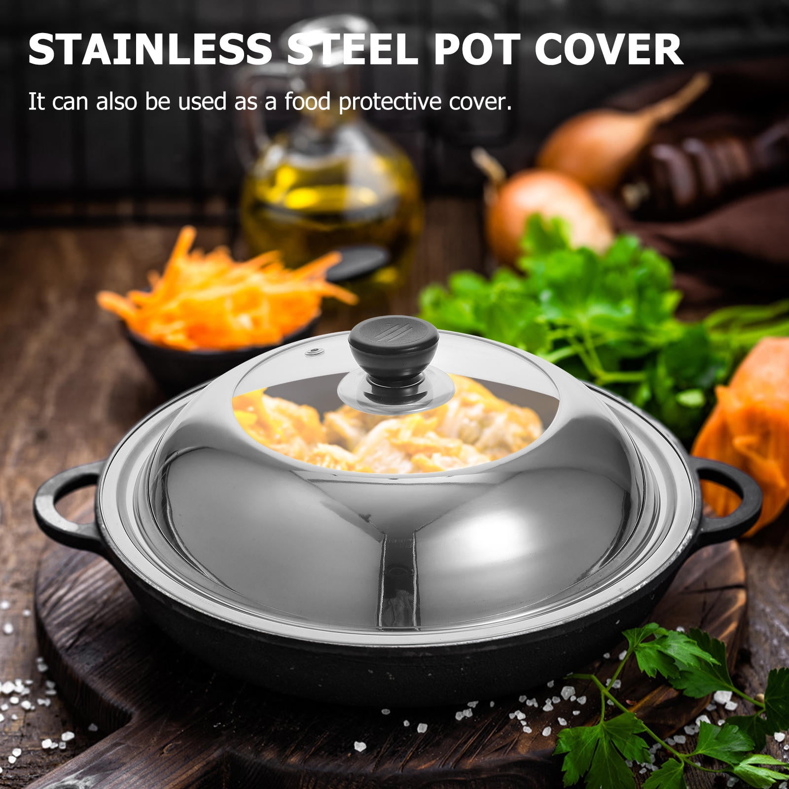 BESTYASH 1Pc Cooking Tool Plated Silver Stainless Steel Pot Lid with ...