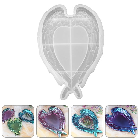 BESTYASH 1Pc DIY Epoxy Resin Wings Tray Mold Heart Wings Silicone Mold ...