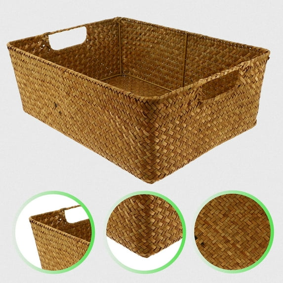 BESTYASH 1Pc Rectangular Woven Basket Synthetic Material for Storage in ...
