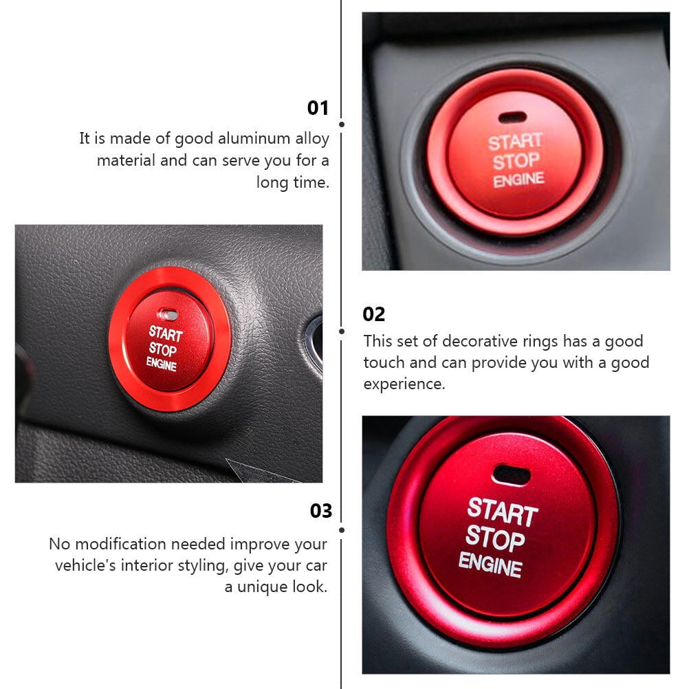 BESTYASH 1Set Aluminum Alloy Red Start Stop Button Decorative Ring for ...