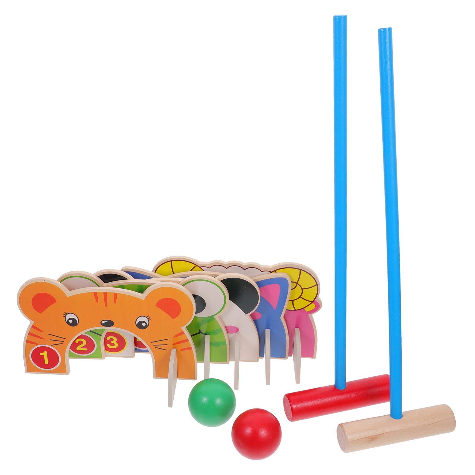 BESTYASH 1Set Animal Croquet Set Assorted Color Wood For Family ...