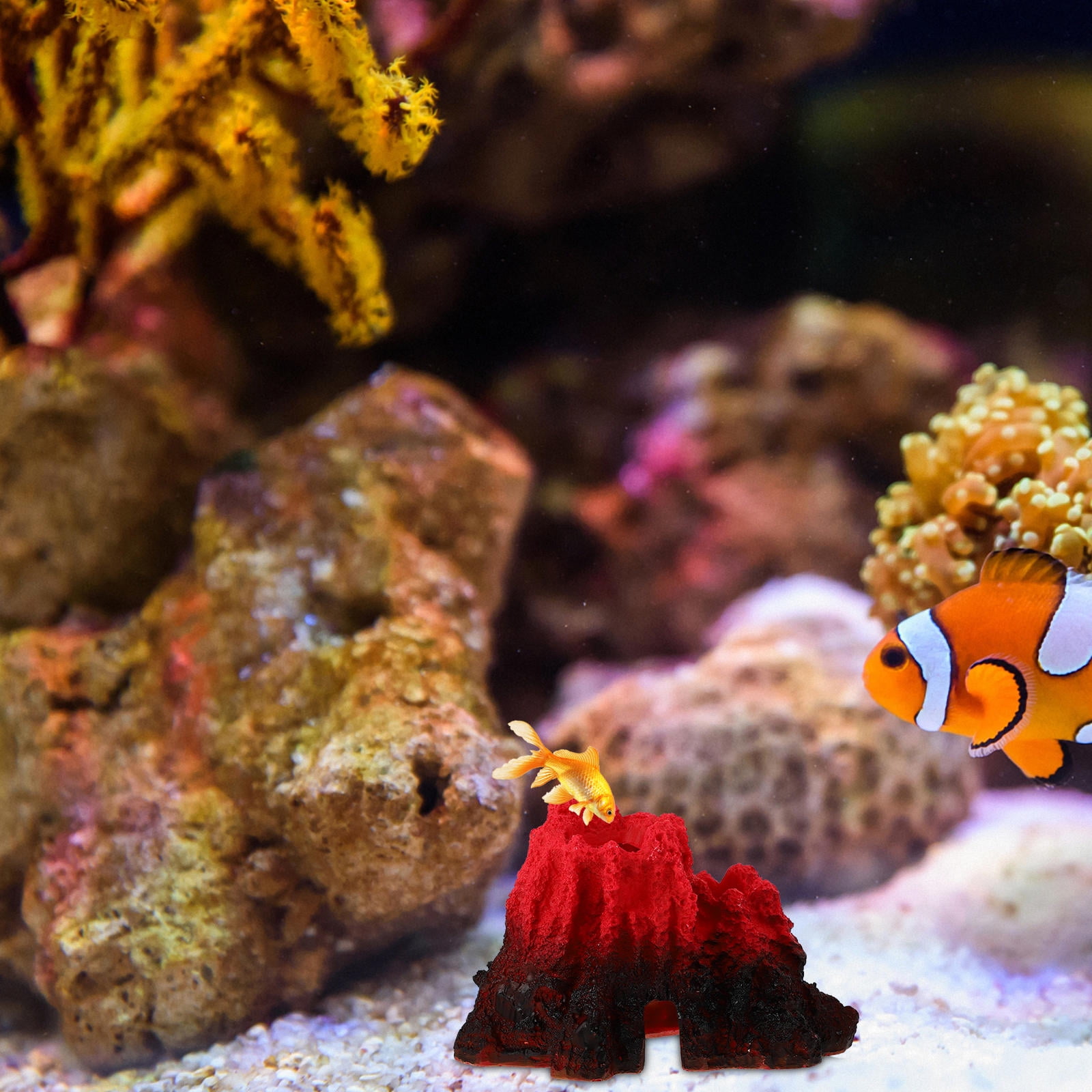 BESTYASH 1Set Artificial Volcano Aquarium Decor with Assorted Colors ...
