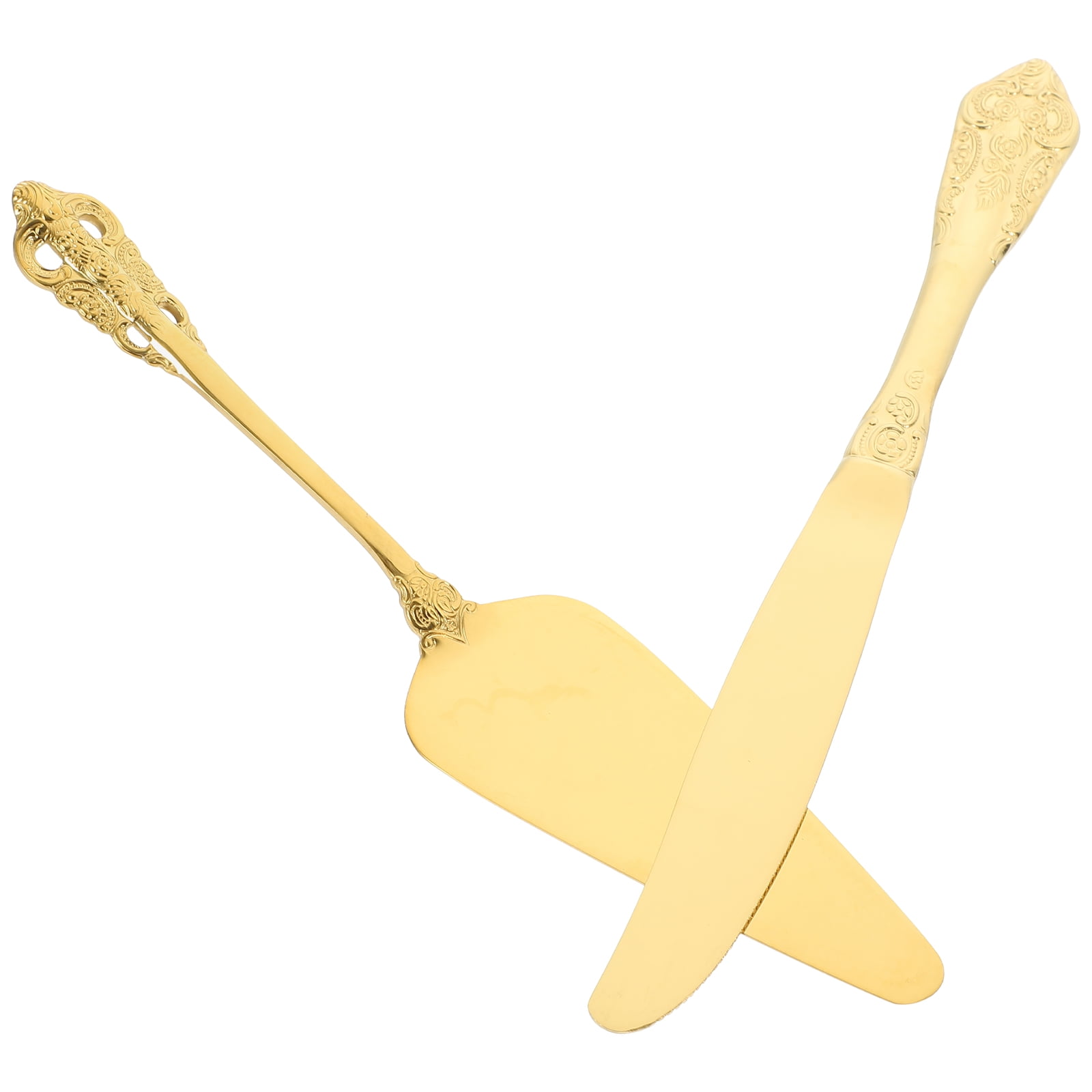 BESTYASH 1Set Elegant Golden Stainless Steel Cheese Scraper and Cake ...