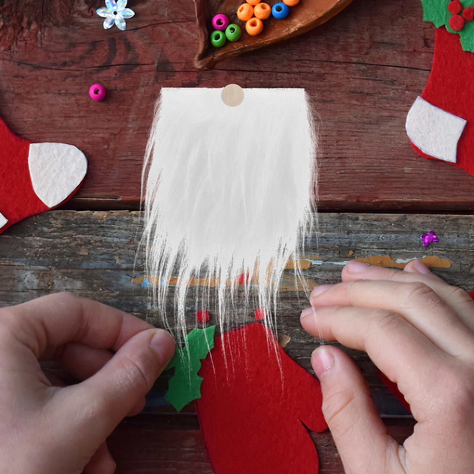 BESTYASH 1Set Gnome Beard Kit Faux Fur Precut Beards Wood Bead Nose and ...