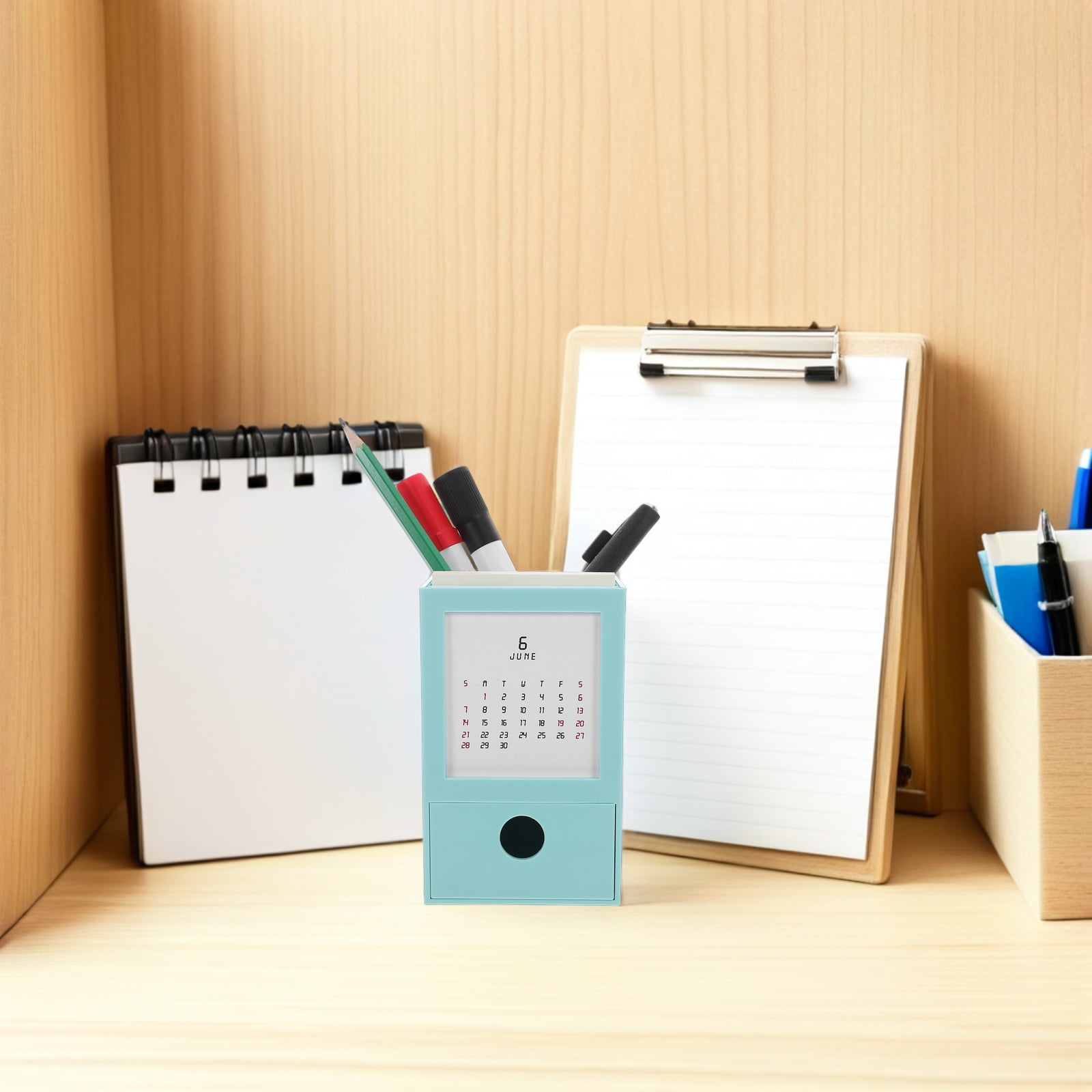 BESTYASH Pen Holder Calendar, Green, 2026 Desktop, Versatile Storage ...