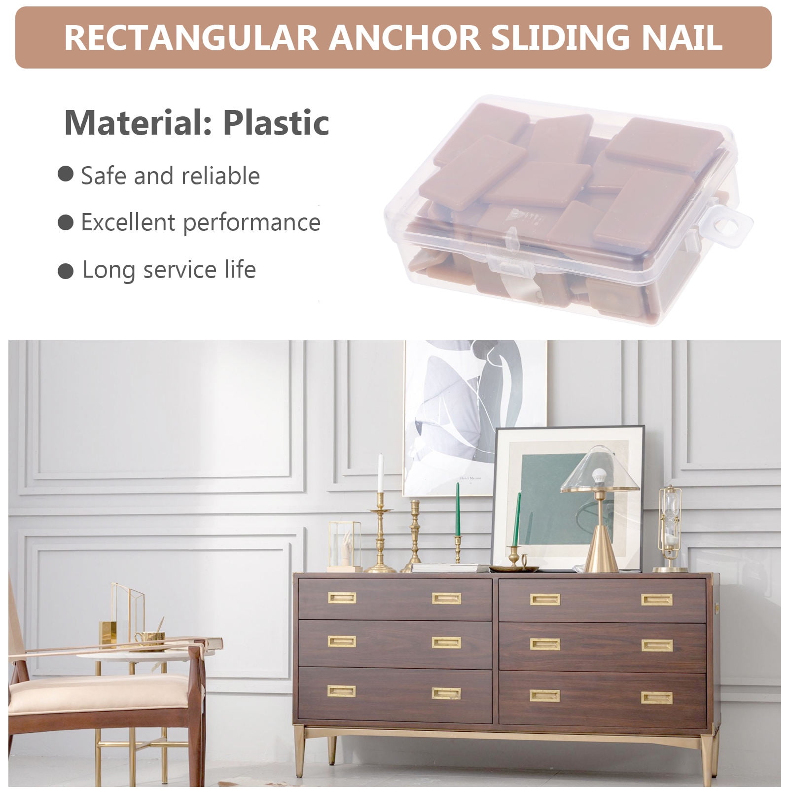 BESTYASH 1Set Plastic Furniture Drawer Slides Brown Glides Reduce ...