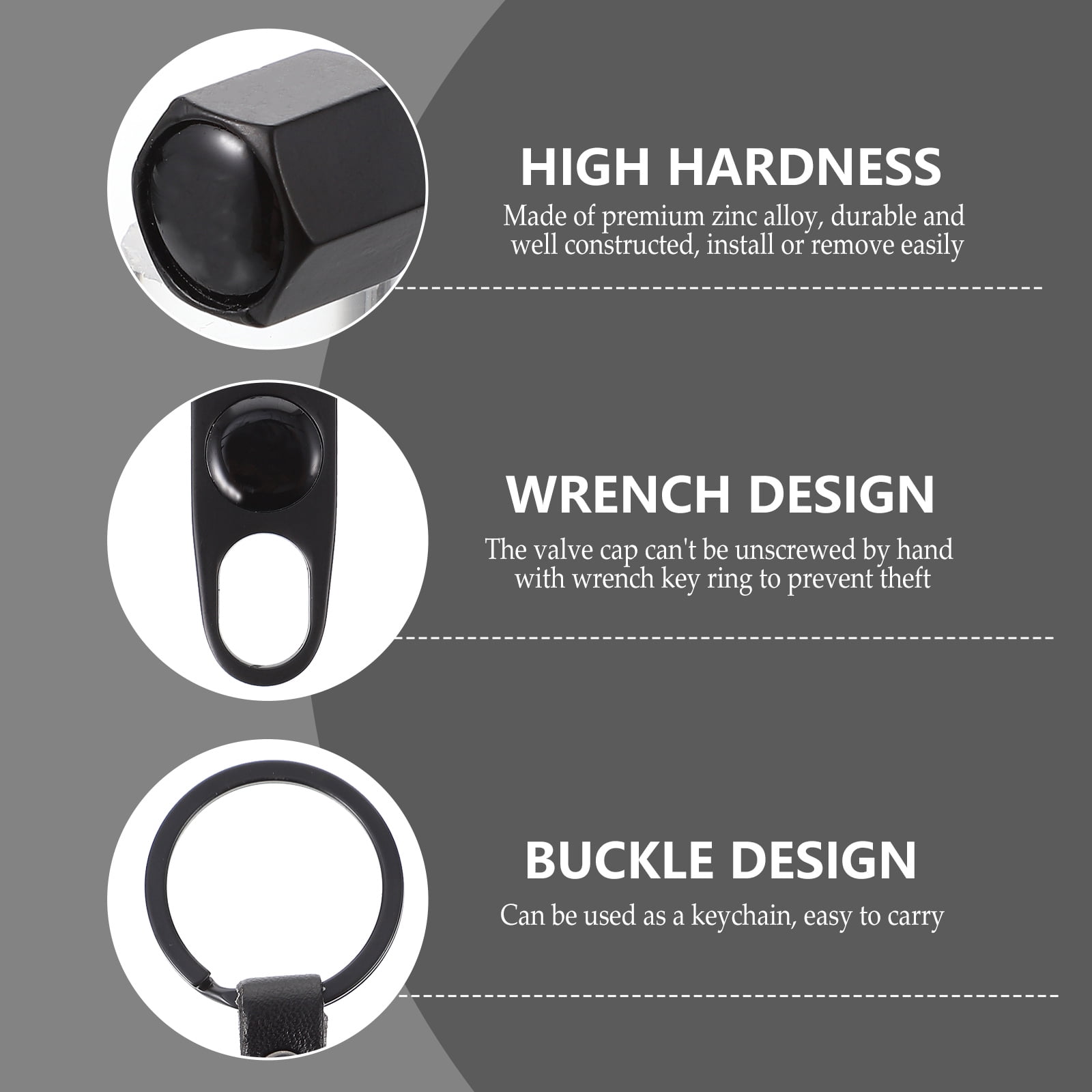 BESTYASH 1Set Premium Zinc Alloy Car Tire Cap Stem Cover Black Fits ...