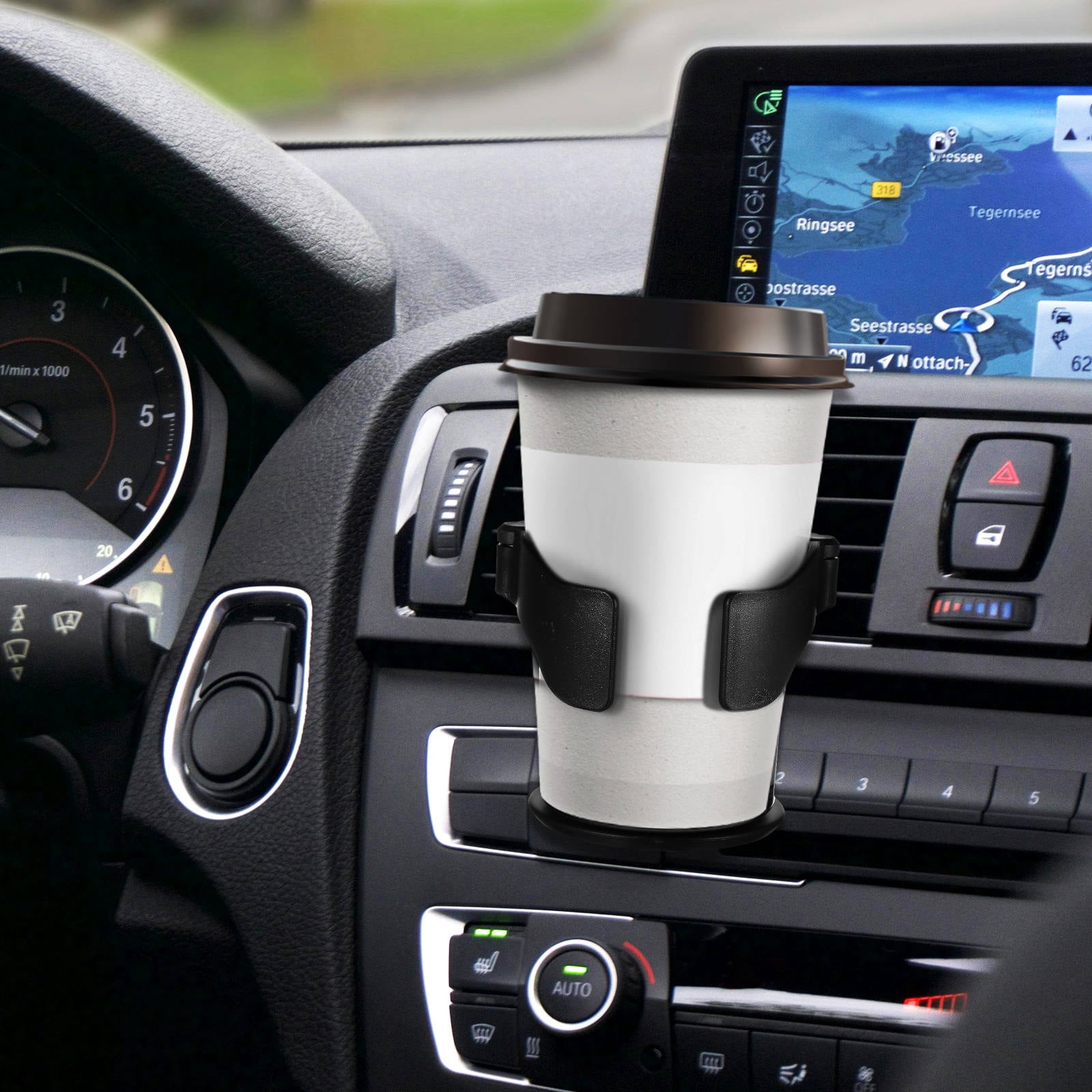 BESTYASH 2 Pcs Car Cup Holders Air Vent Mount Plastic Black Sleek ...