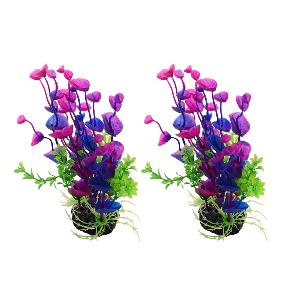BESTYASH 2 Pcs Purple Plastic Aquarium Landscaping Reptile Tank Decor ...