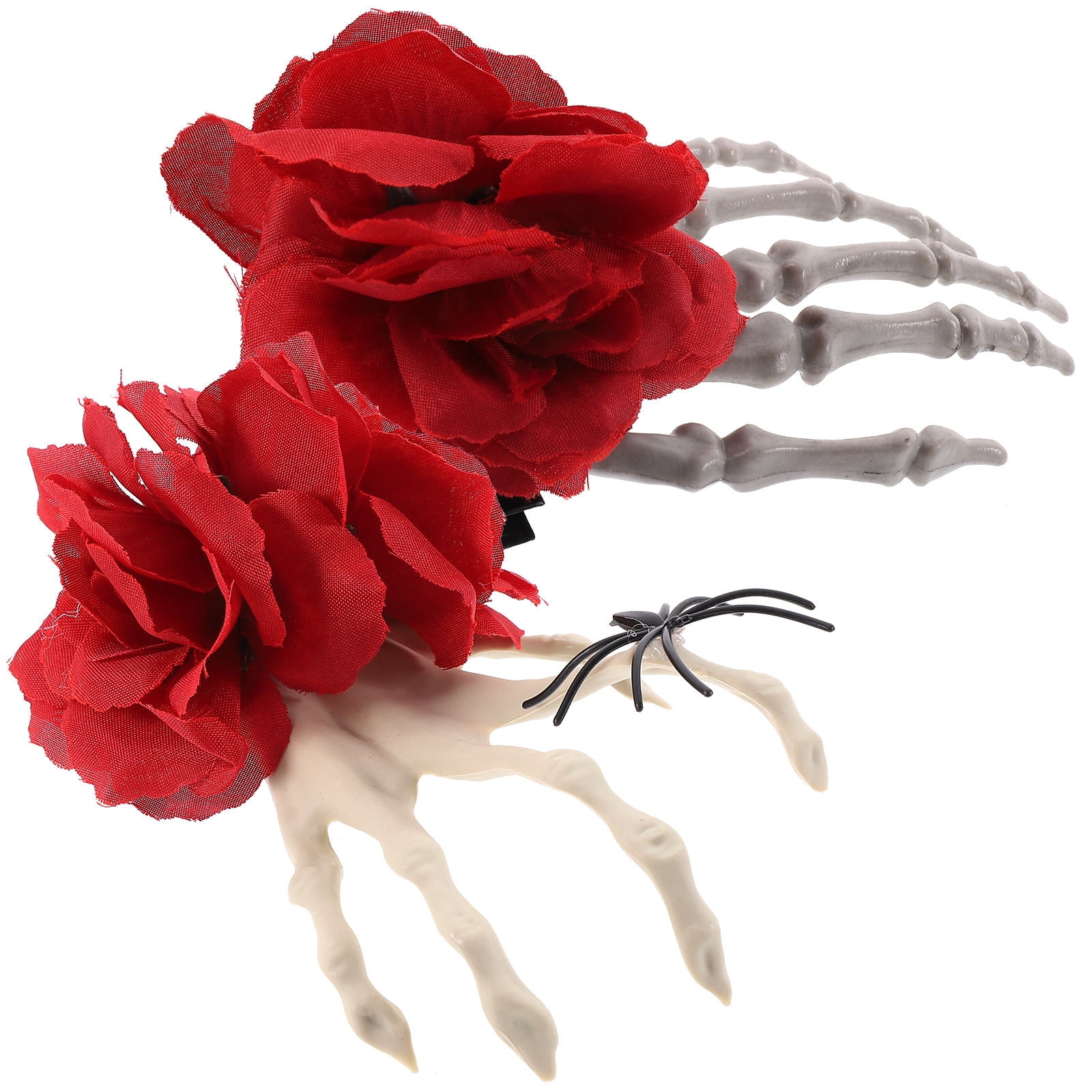 BESTYASH 2 Pcs Skull Hand Hair Clip Red Fabric Hair Accessory Theme for ...