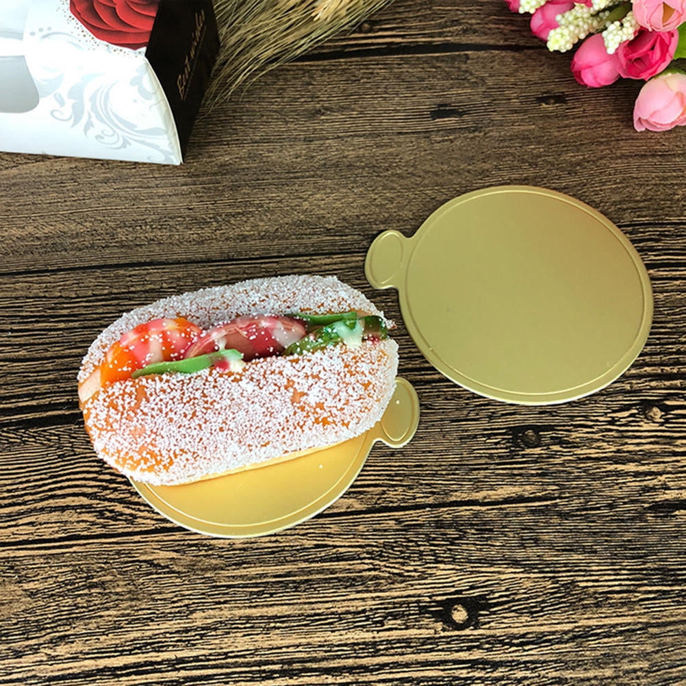BESTYASH 200Pcs Round Cake Boards Golden Base Tray Sturdy Dessert Board ...