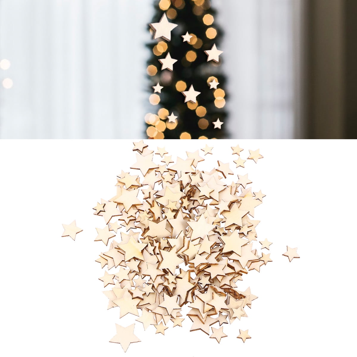 BESTYASH 200pcs Wood Craft Embellishments for Wedding Table Decor Beige ...