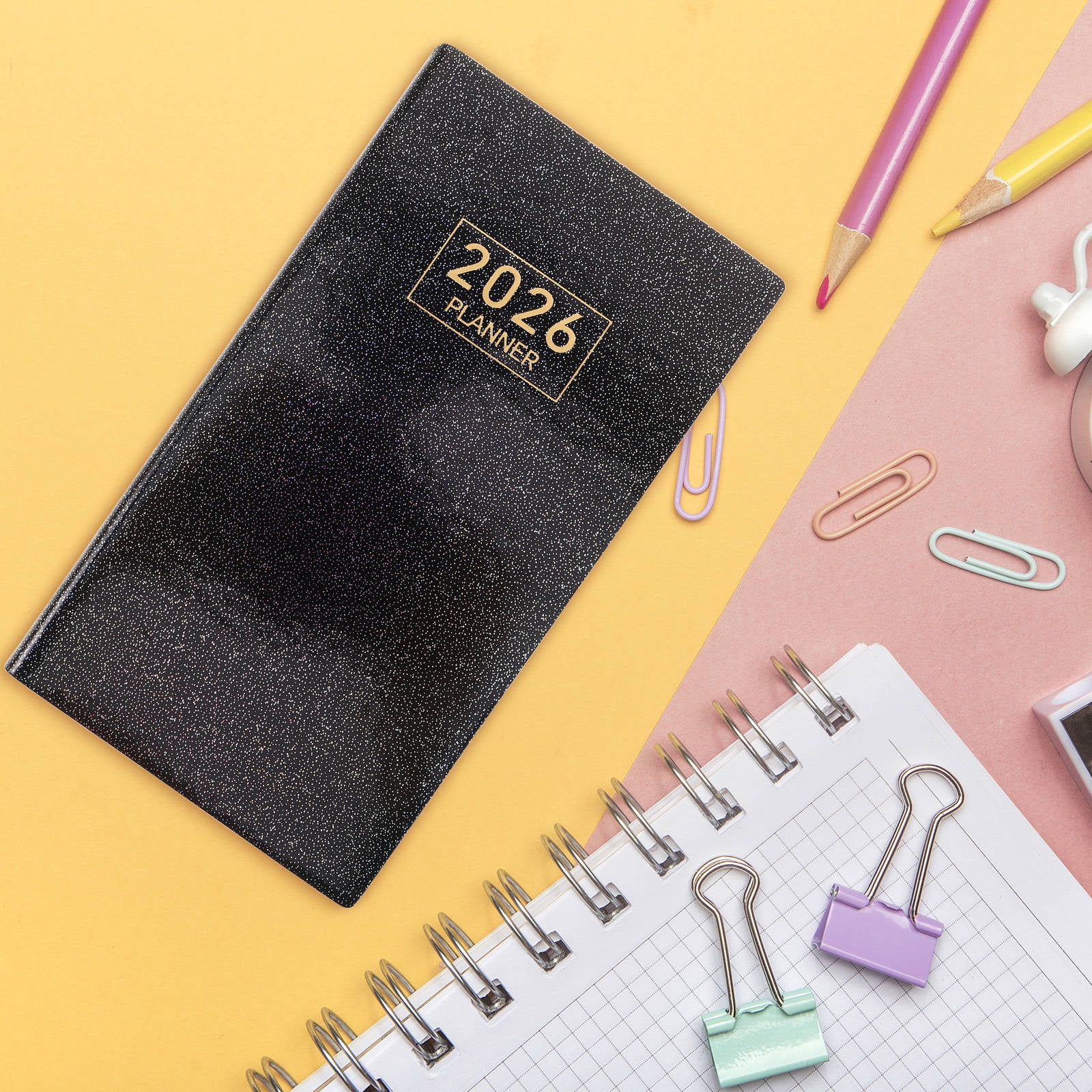 BESTYASH Portable Planner Book Black with Habit Tracker for Writing and ...