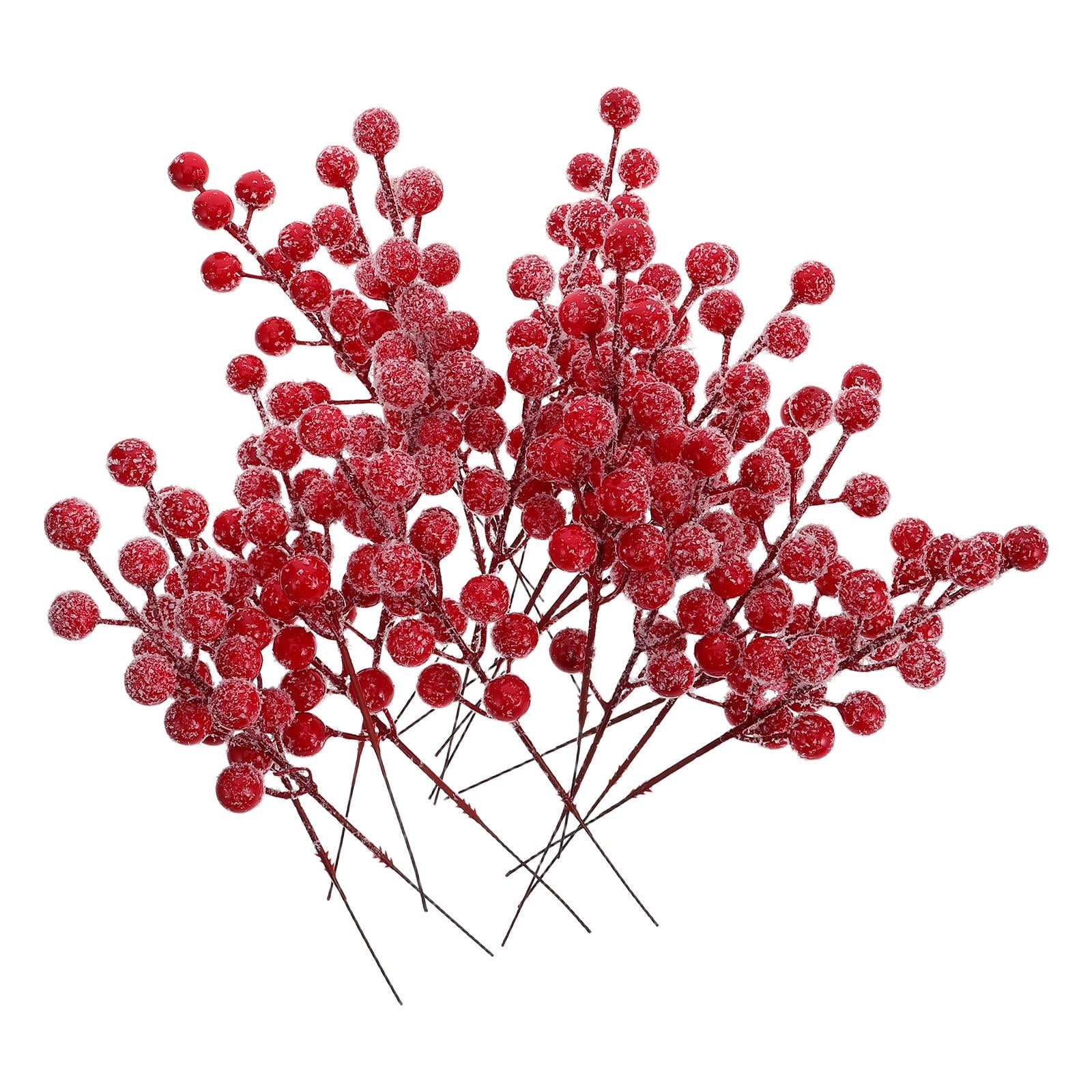 BESTYASH 20Pcs Realistic Frosted Red Berry Stems Artificial Holly for ...
