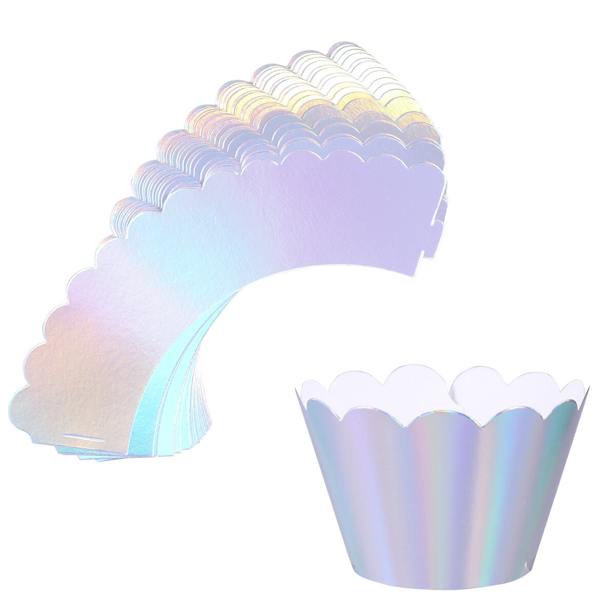 BESTYASH 24Pcs Iridescent Cupcake Wrappers Assorted Color Muffins ...