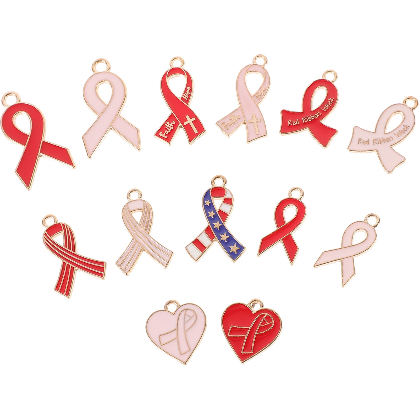 BESTYASH 26-Piece Awareness Ribbon Beads Set, Alloy Charms in Assorted ...