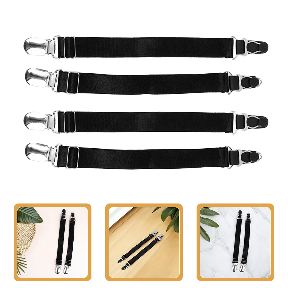 BESTYASH 2Pair Adjustable Black Metal Garter Clips with Duck Bill ...