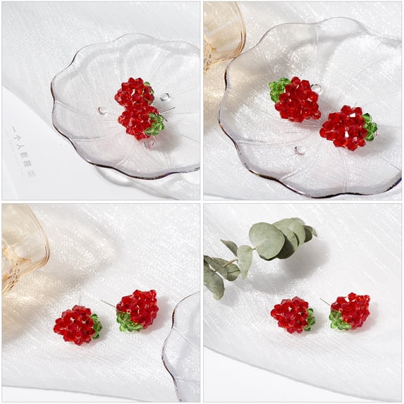 BESTYASH 2Pairs Red Strawberry Earrings Chic Dangle Ear Drop Decorative ...