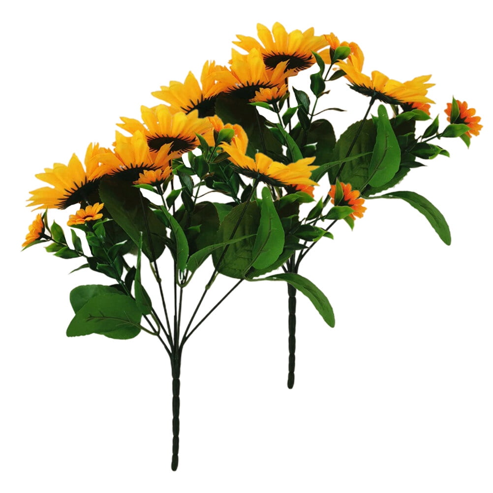 BESTYASH 2Pcs Artificial Sunflower Plastic Yellow Sunflower Bouquet for ...