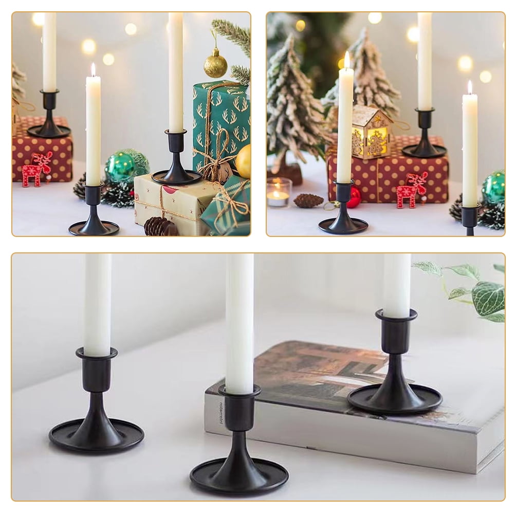 BESTYASH 2-Pack Black Metal Candle Holders Vintage Style Decorative ...
