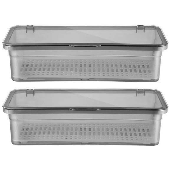 BESTYASH 2-Pack Black Plastic Utensil Holder with Drain Shelf and ...