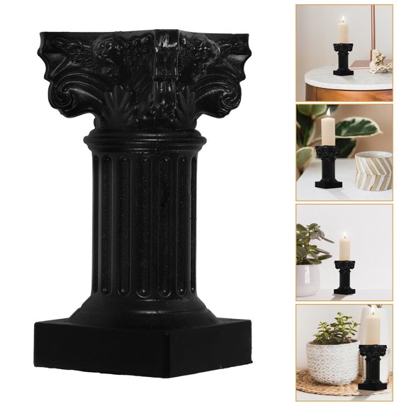 BESTYASH 2Pcs Black Resin Roman Pillar Candlestick Holders Decorative ...