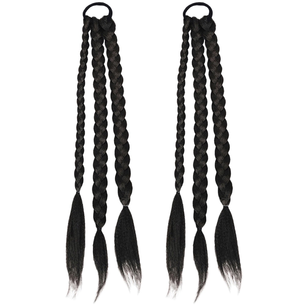 BESTYASH 2Pcs Black Synthetic Ponytail Extension Easy to Wear for ...