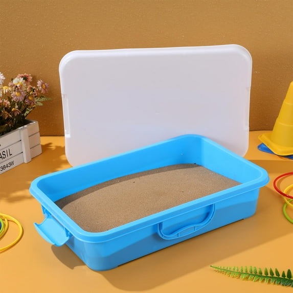 BESTYASH 2Pcs Compact Blue Sandbox Storage Box Portable Sand Tray Made ...
