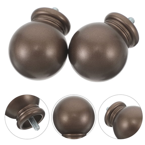 BESTYASH 2Pcs Decorative Curtain Rod Finials Light Brown Plastic Caps ...