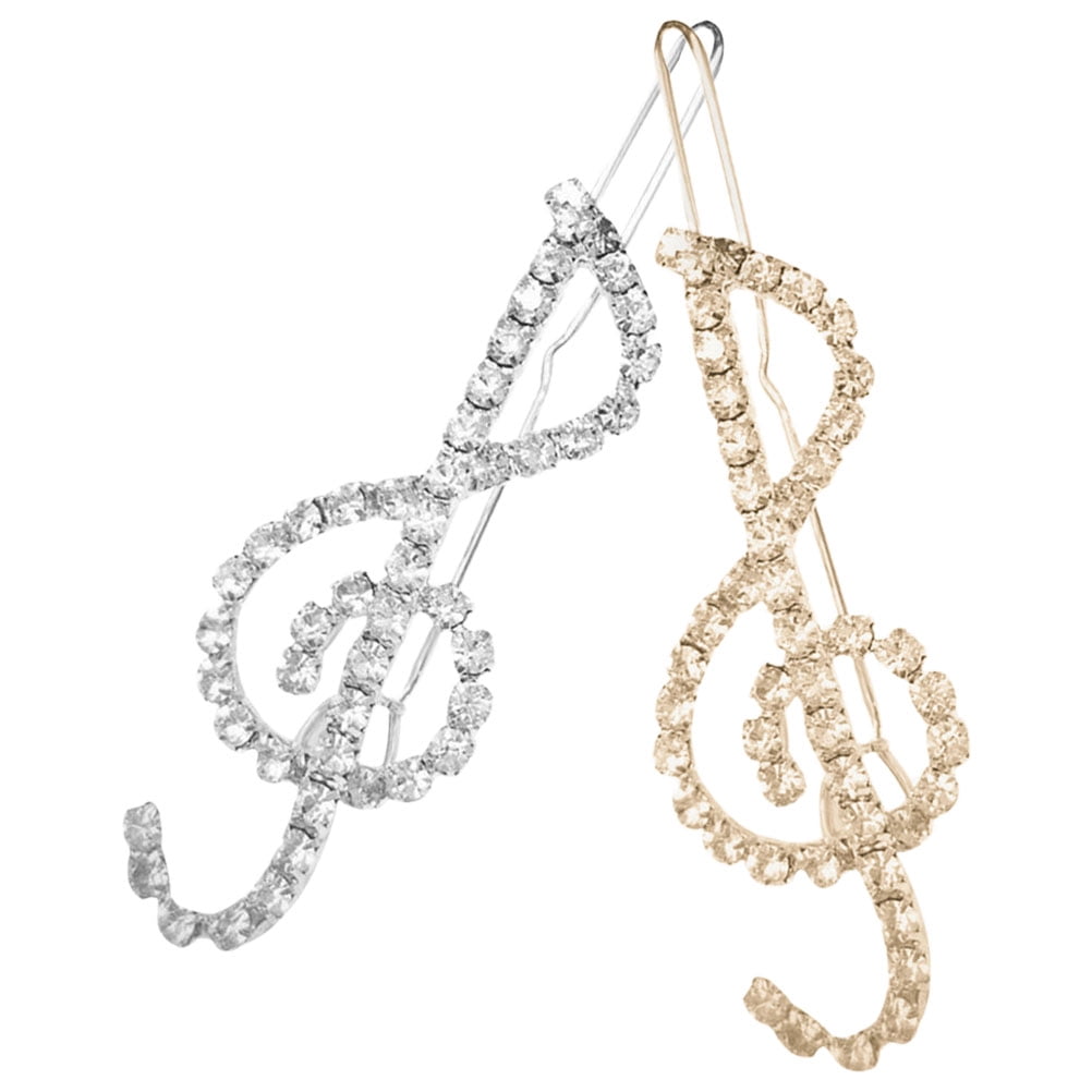BESTYASH 2Pcs Decorative Music Note Hair Pins Rhinestone Side Clips for ...