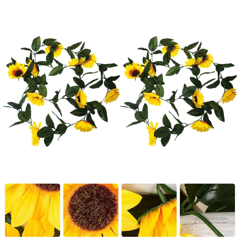 BESTYASH 2Pcs Fake Vine Twining Decor Artificial Sunflower Vines ...