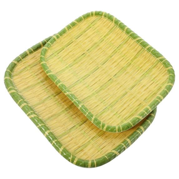 BESTYASH 2Pcs Finely Polished Green Bamboo Food Tray for Coffee Dessert ...