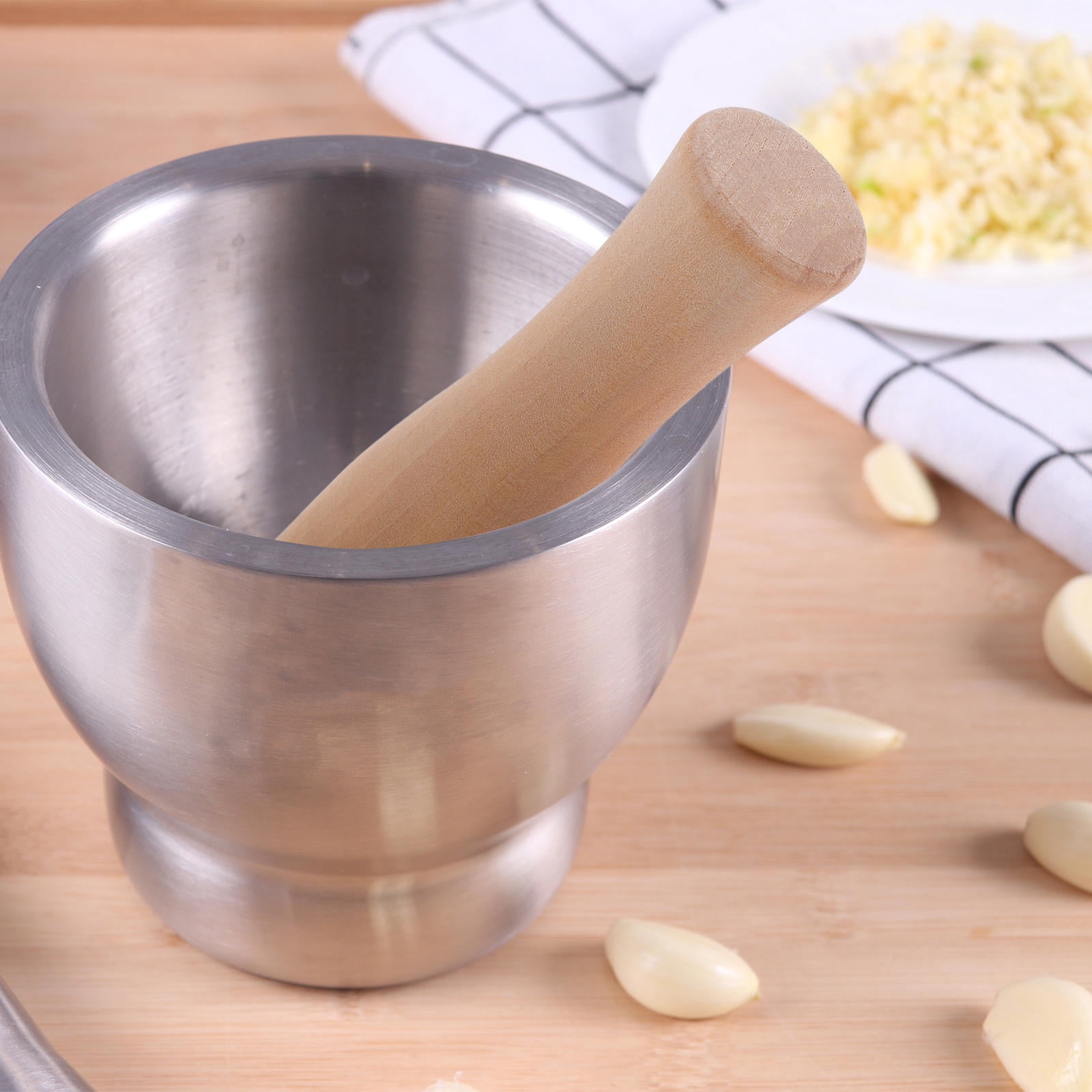 BESTYASH 2Pcs Light Yellow Wood Pestle Kitchen Tool for Crushing Garlic ...