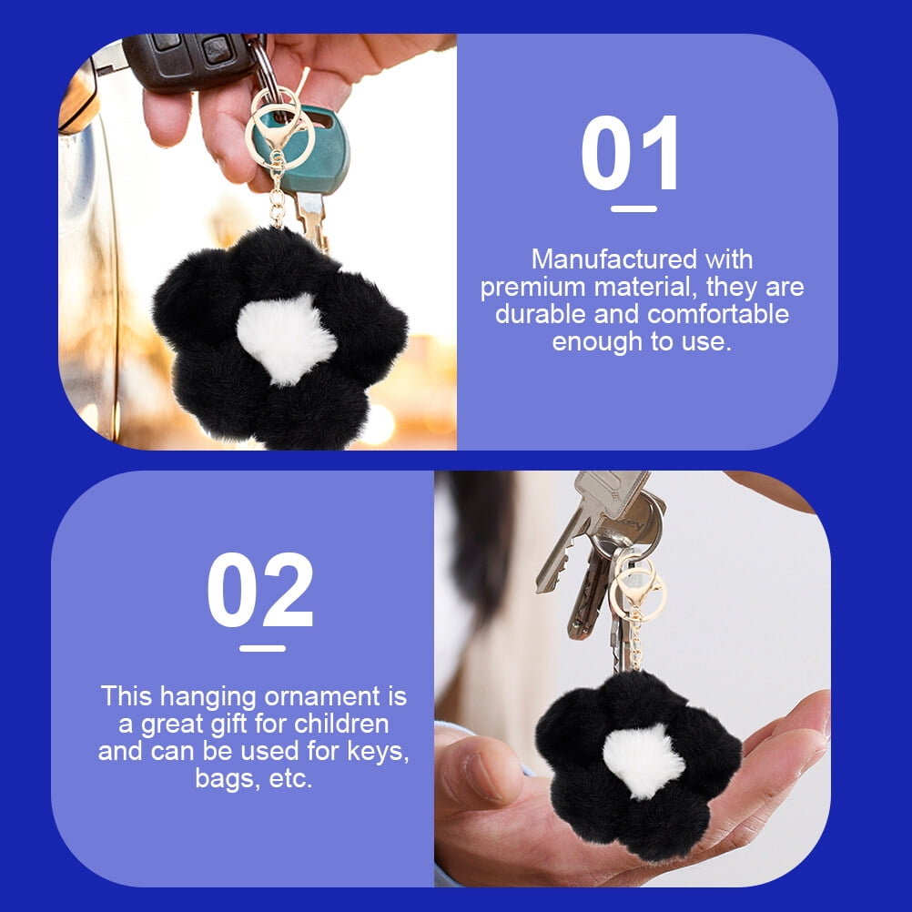 BESTYASH 2Pcs Lovely Black Flower Shaped Key Chain Pendant for Bag ...