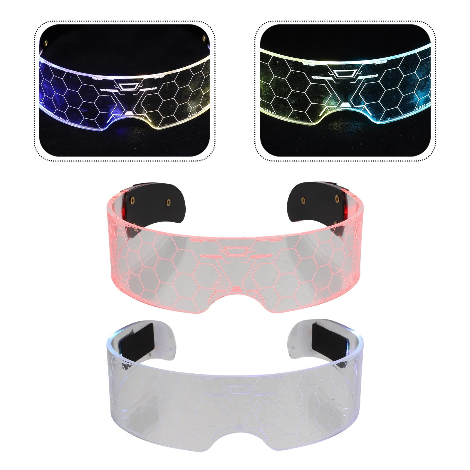 BESTYASH 2Pcs Luminous LED Glasses White Party Eyeglasses for Festivals ...