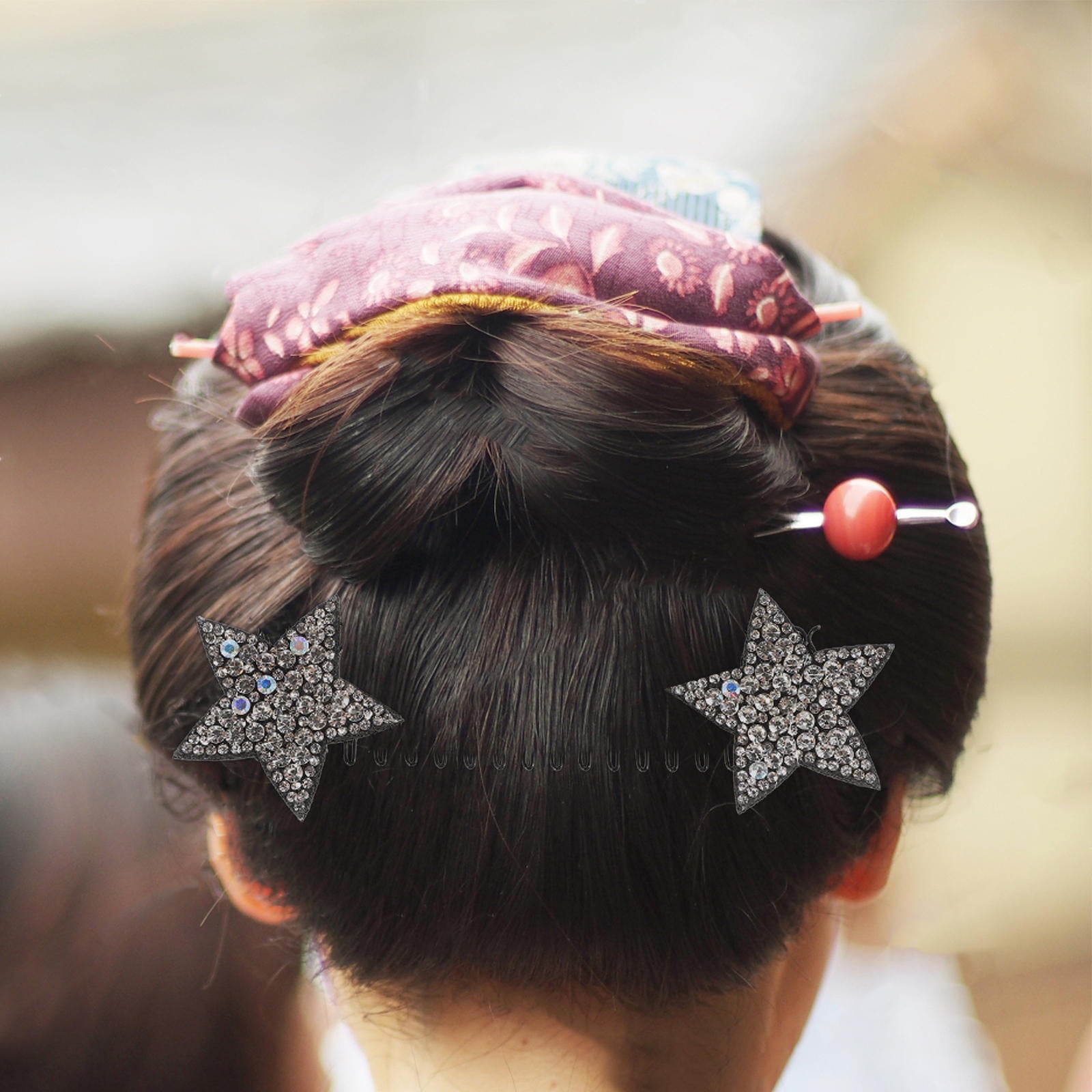 BESTYASH 2Pcs Plated Silver Star Shape Hair Comb U Shape Hair Fixer ...