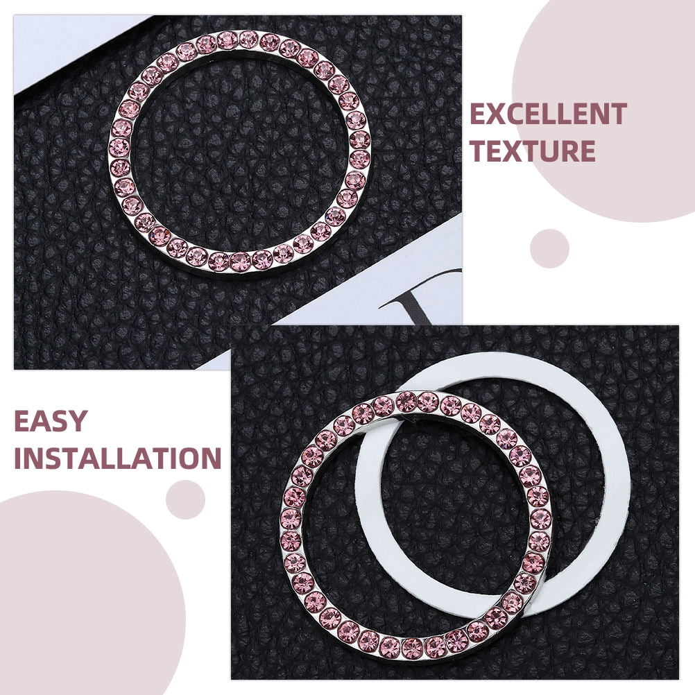 BESTYASH 2Pcs Rhinestone Start Stop Button Cover Pink Alloy Vehicle ...