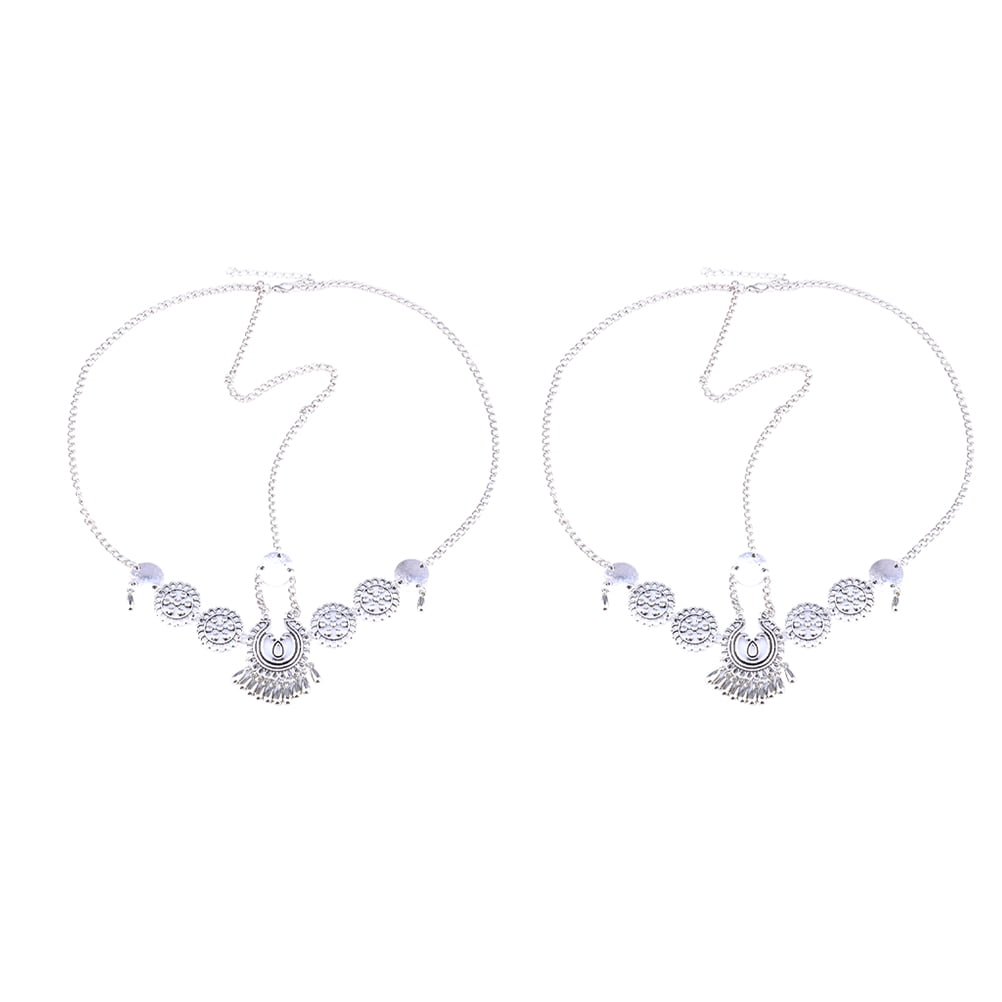 BESTYASH 2Pcs Silver Ethnic Style Headpiece Retro Headdress Hair ...