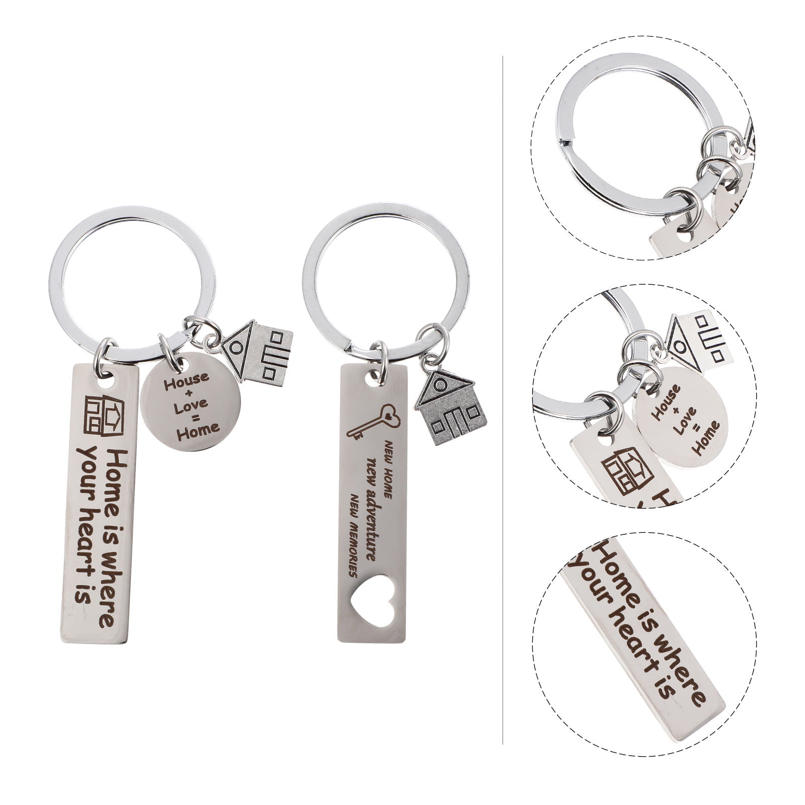 BESTYASH 2Pcs Silver Housewarming Key Rings Stainless Steel Keychain ...