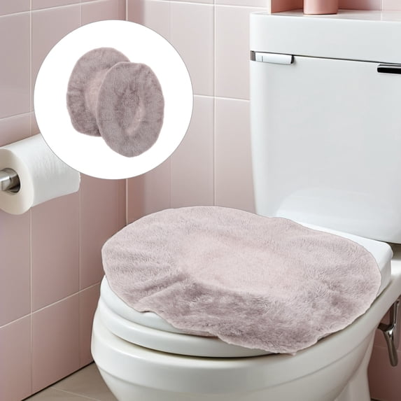 BESTYASH 2Pcs Soft Plush Toilet Lid Covers Light Grey Machine Washable ...