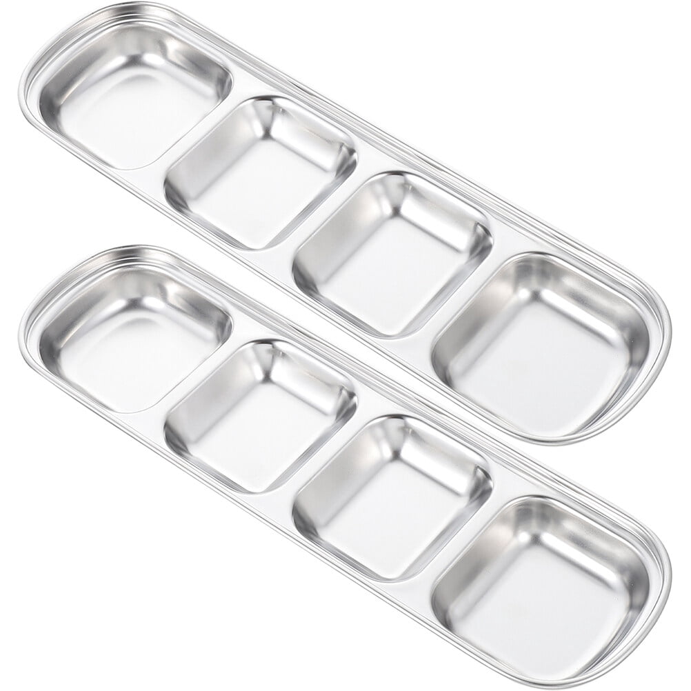 BESTYASH Set of 2 Stainless Steel Square Condiment Dishes for Seasoning ...