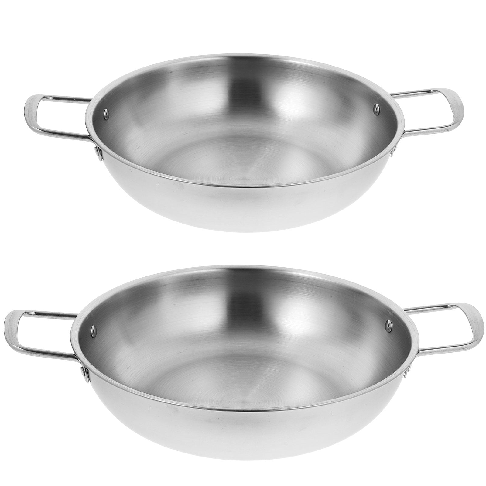 BESTYASH 2Pcs Stainless Steel Woks with Handles Easy Clean Cooking Pans ...