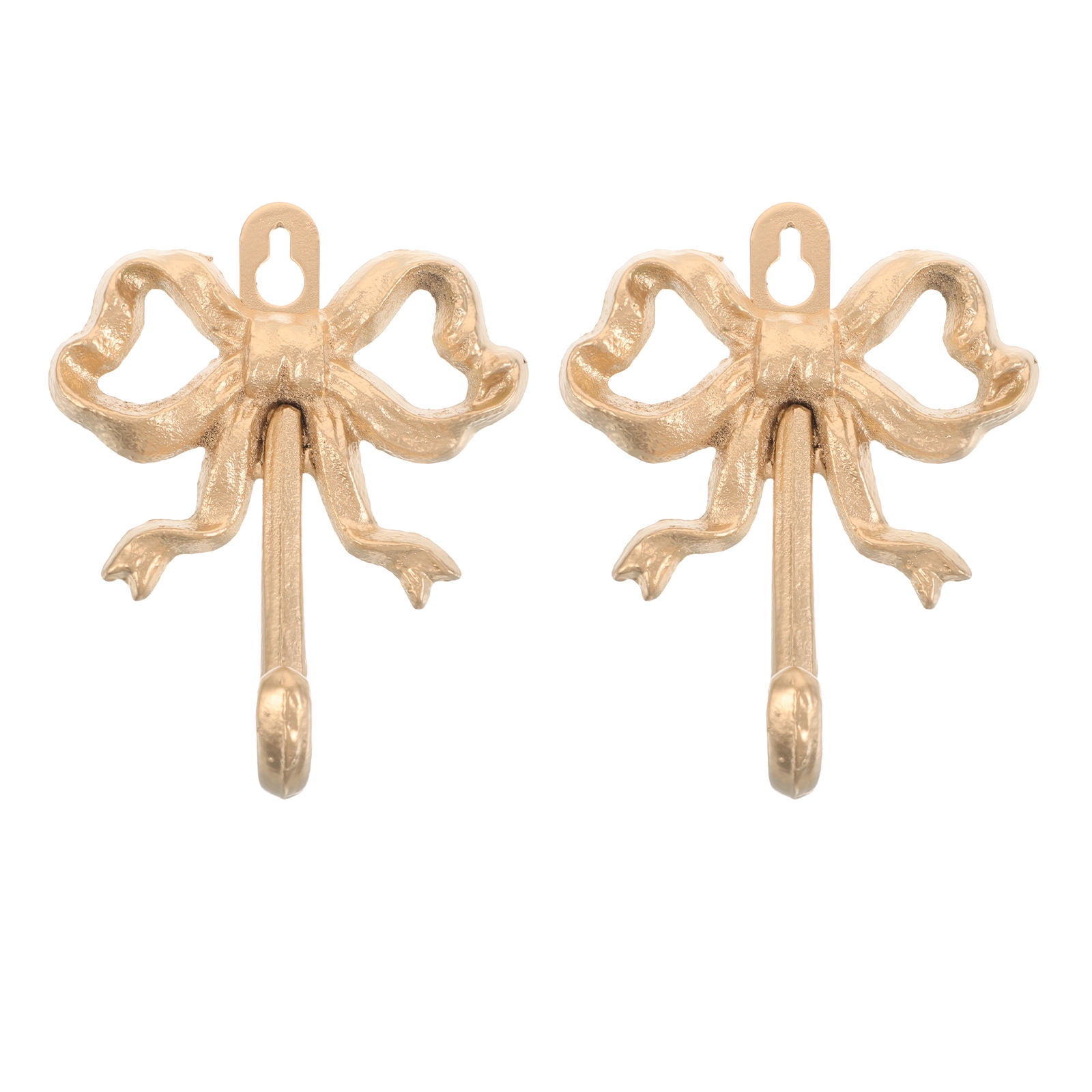BESTYASH 2Pcs Stylish Golden Metal Bow Hooks Cast Iron Decorative Wall ...