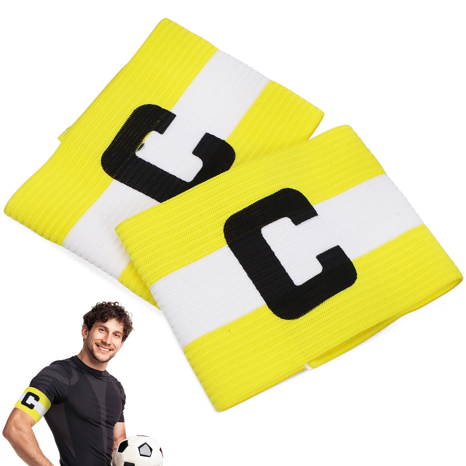 BESTYASH 2Pcs Universal Fit Yellow Captain Bands Soccer Armband with ...