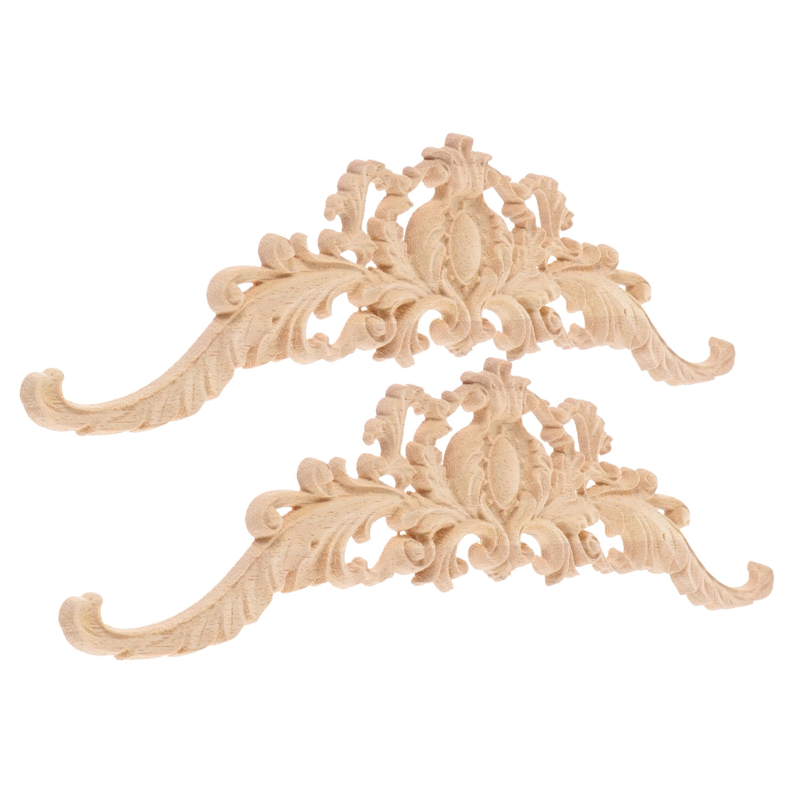 BESTYASH 2Pcs Unpainted Wood Carved Onlay Beige Applique for DIY ...