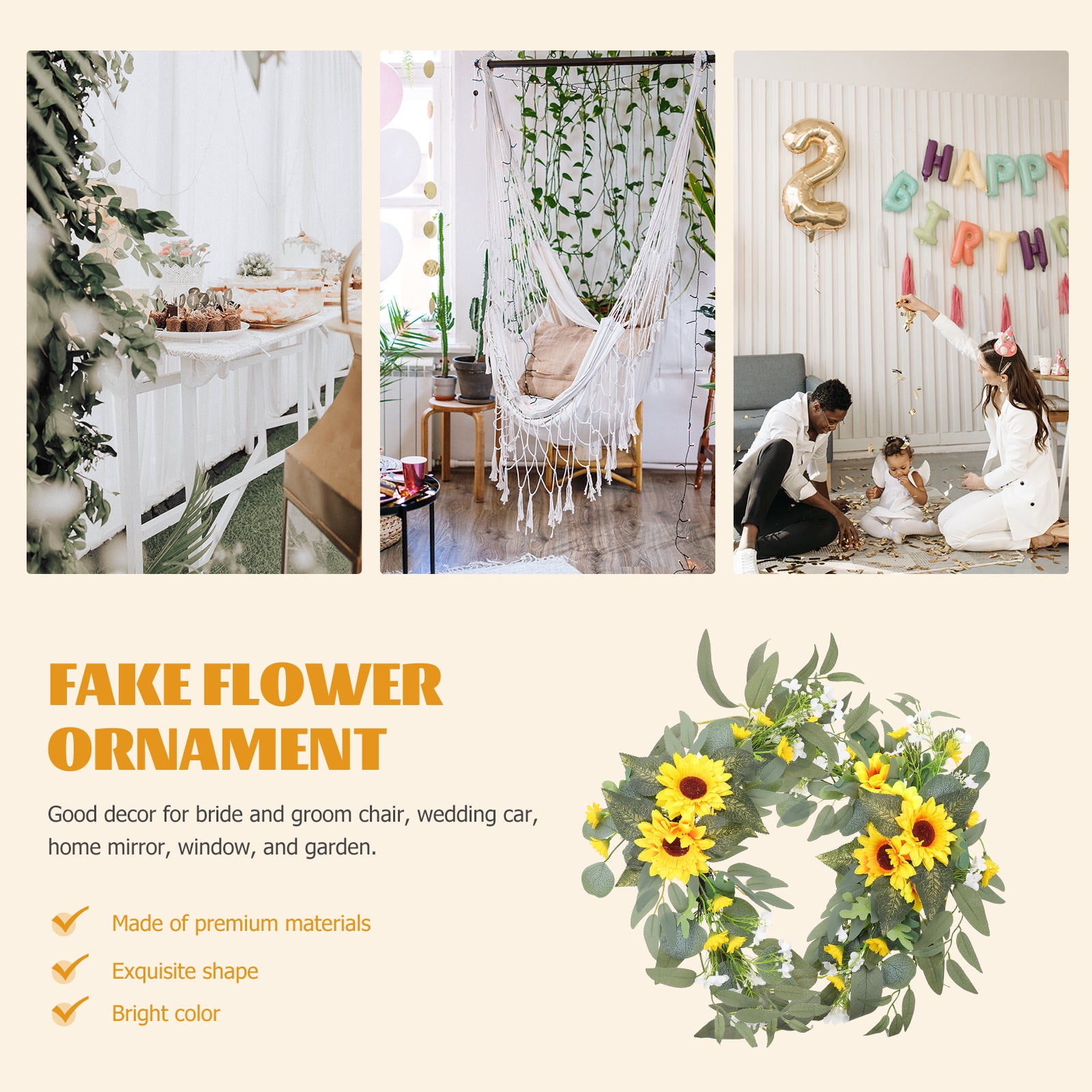 BESTYASH 2-Pack Wedding Arch Flower Swag with Bright Yellow Sunflowers ...