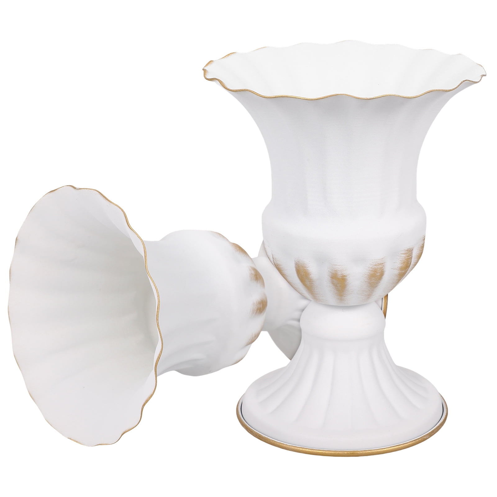 BESTYASH Set of 2 White Iron Cemetery Flower Holders with Stable Base ...