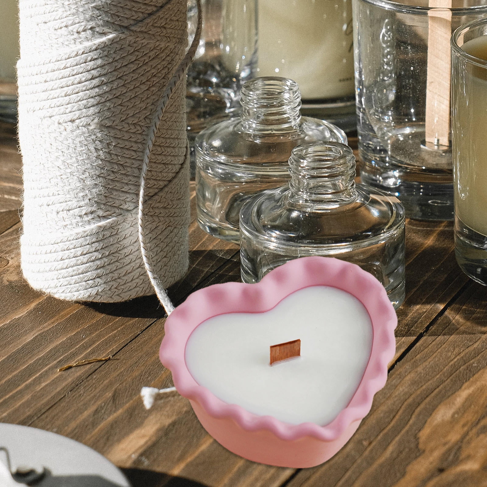 BESTYASH 2-Pack White Silicone Heart Shaped Candle Molds, Flexible ...